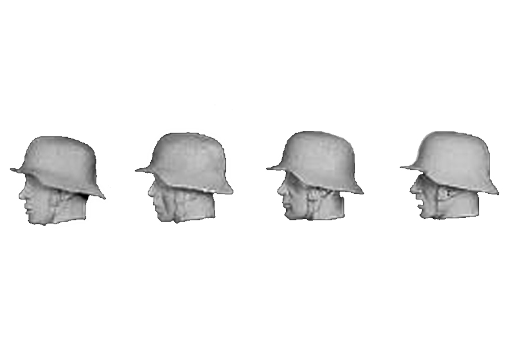 4 German Heads with Helmet II S5-A09 54 mm 1/32 | World War II (1939 ...